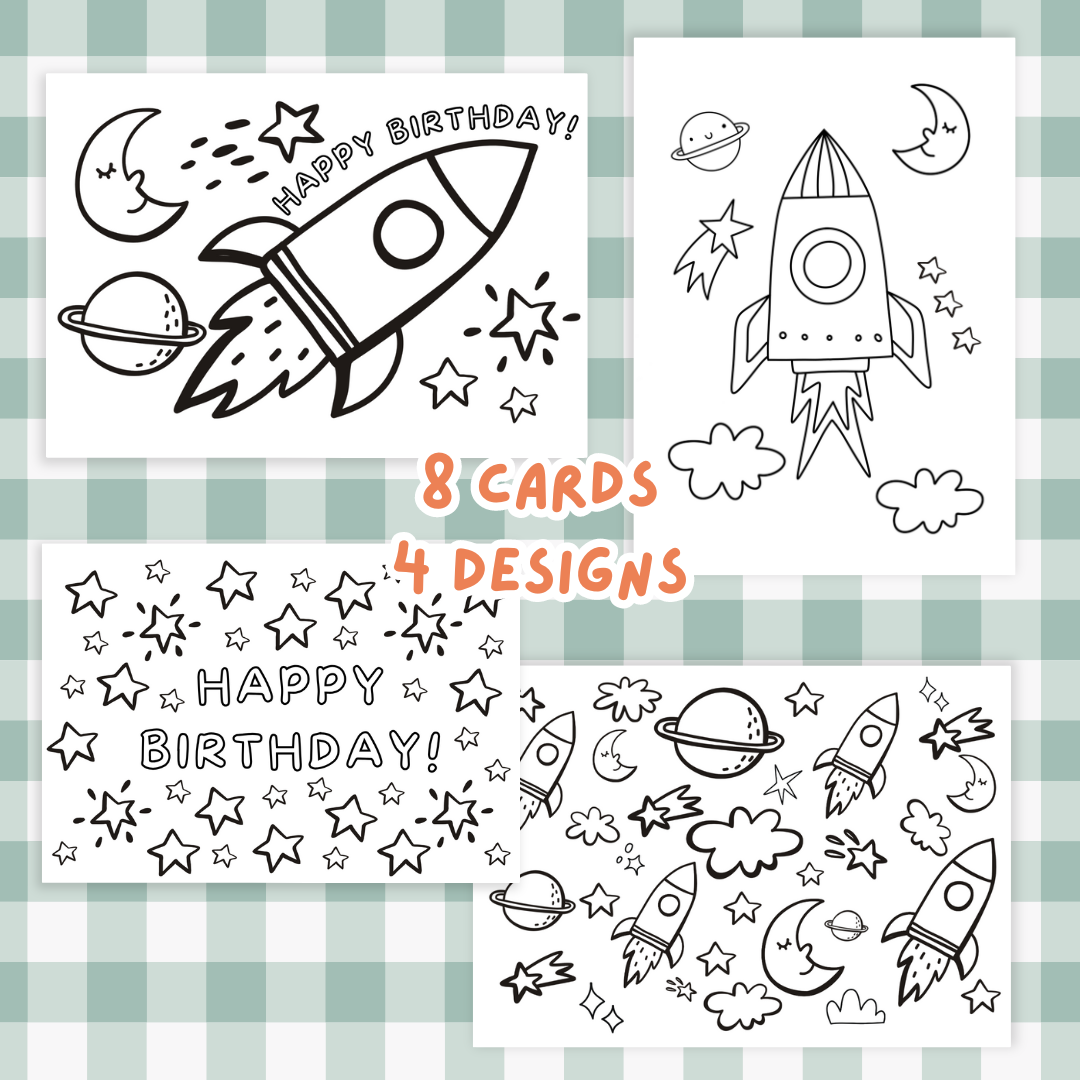 Keepsake Colouring Birthday Cards - Space – Colour Me Tender