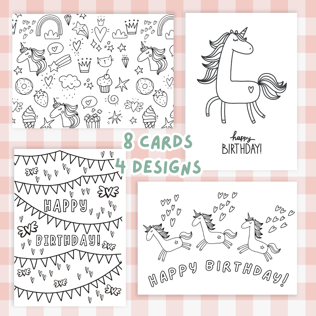 Keepsake Colouring Birthday Cards - Unicorns – Colour Me Tender